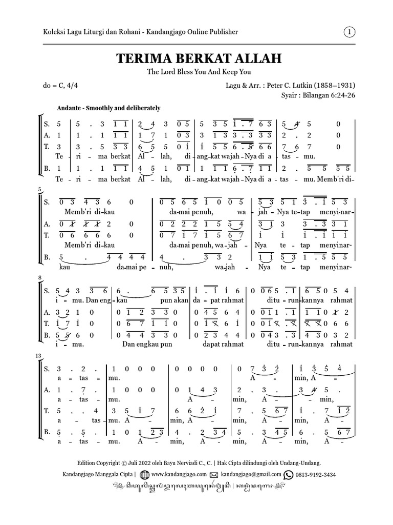 Terima Berkat Allah: Andante - Smoothly and Deliberately | PDF