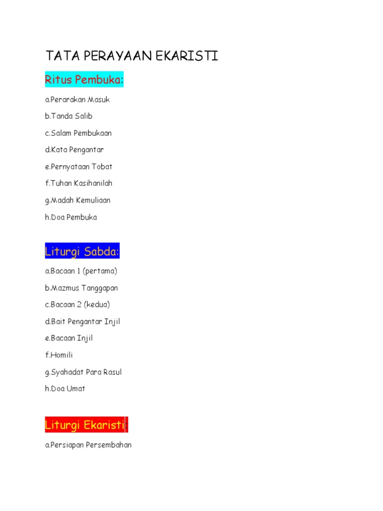 Tata Perayaan Ekaristi-1 | PDF | Agama & Spiritualitas