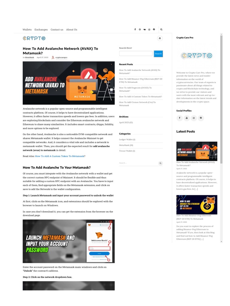 Add Avalanche Network To Metamask | PDF | Ios | Software