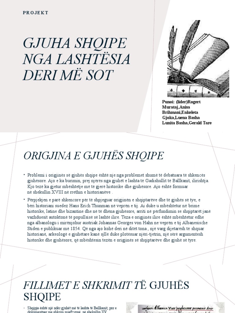 Gjuha Shqipe Nga Lashtësia Deri Më Sot: Projekt | PDF
