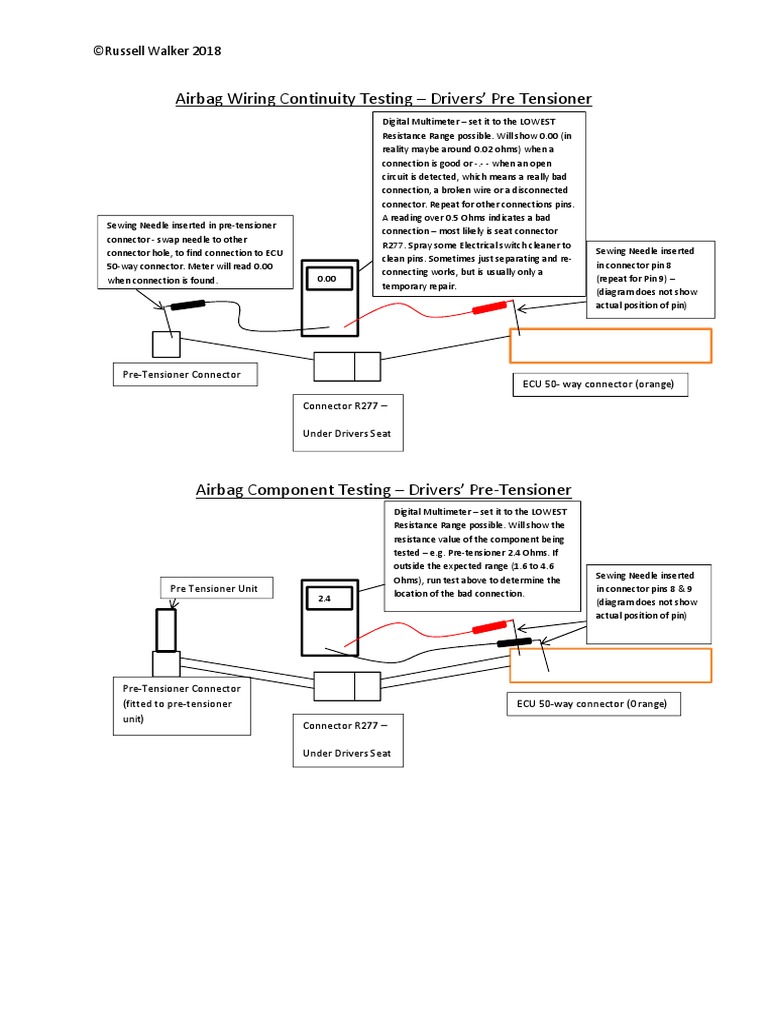 Airbag Wiring Continuity and Component Testing | PDF | Electrical ...