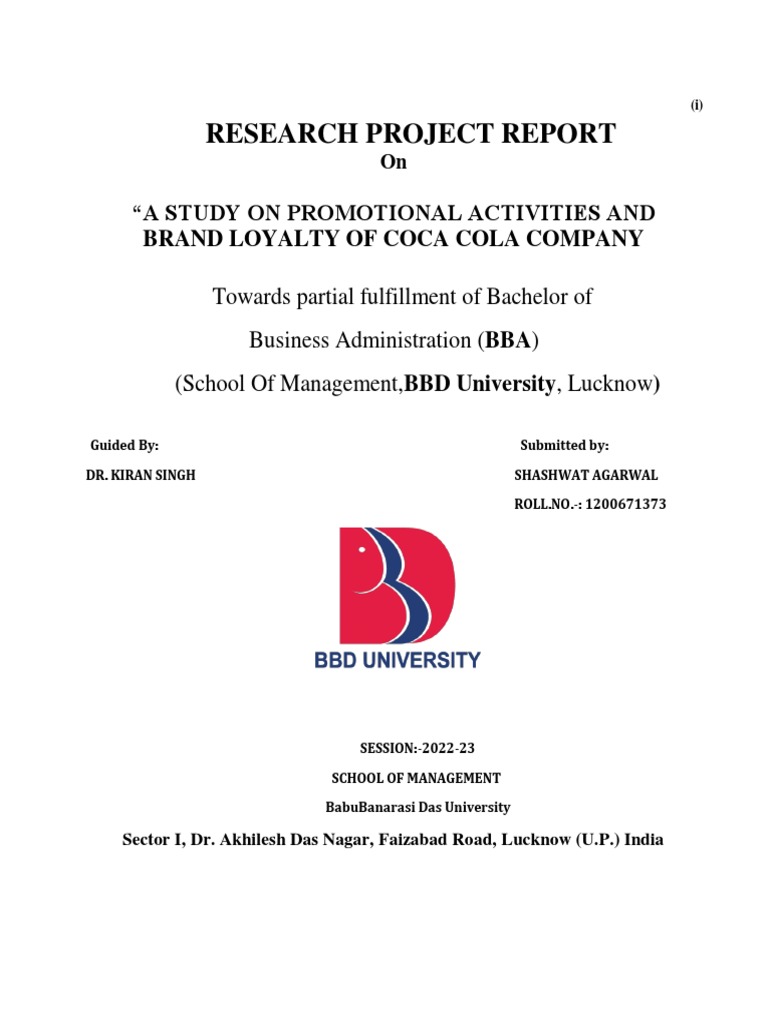 Coca-Cola Brand Loyalty Study Report | PDF | Direct Marketing | Brand