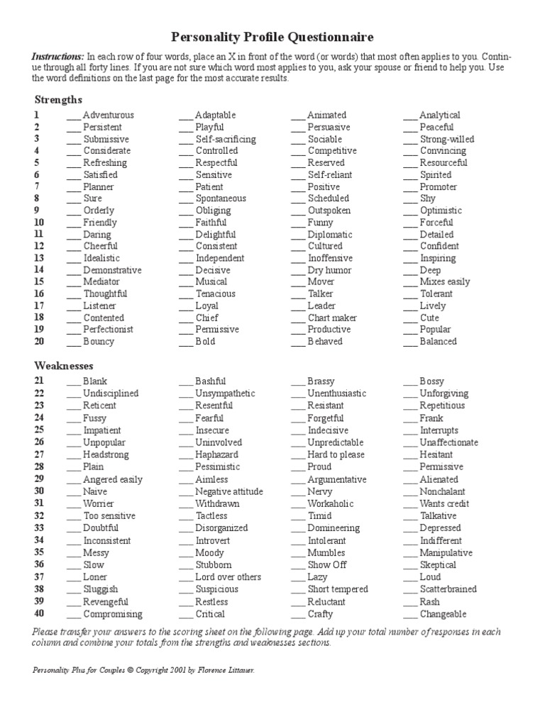 Personality Profile Questionnaire | PDF | Anger | Emotions