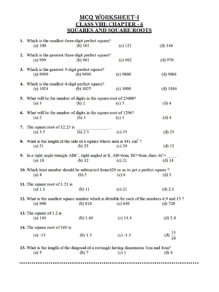 Square and Square Roots | PDF
