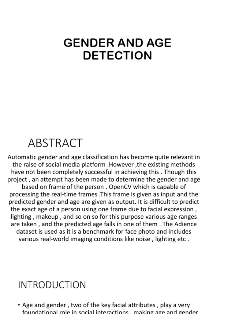 Gender And Age Detection Pdf Artificial Neural Network Computing