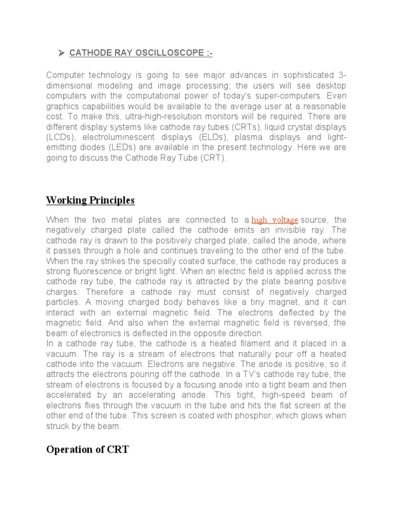 Cathode Ray Oscilloscope | PDF | Vacuum Tube | Cathode