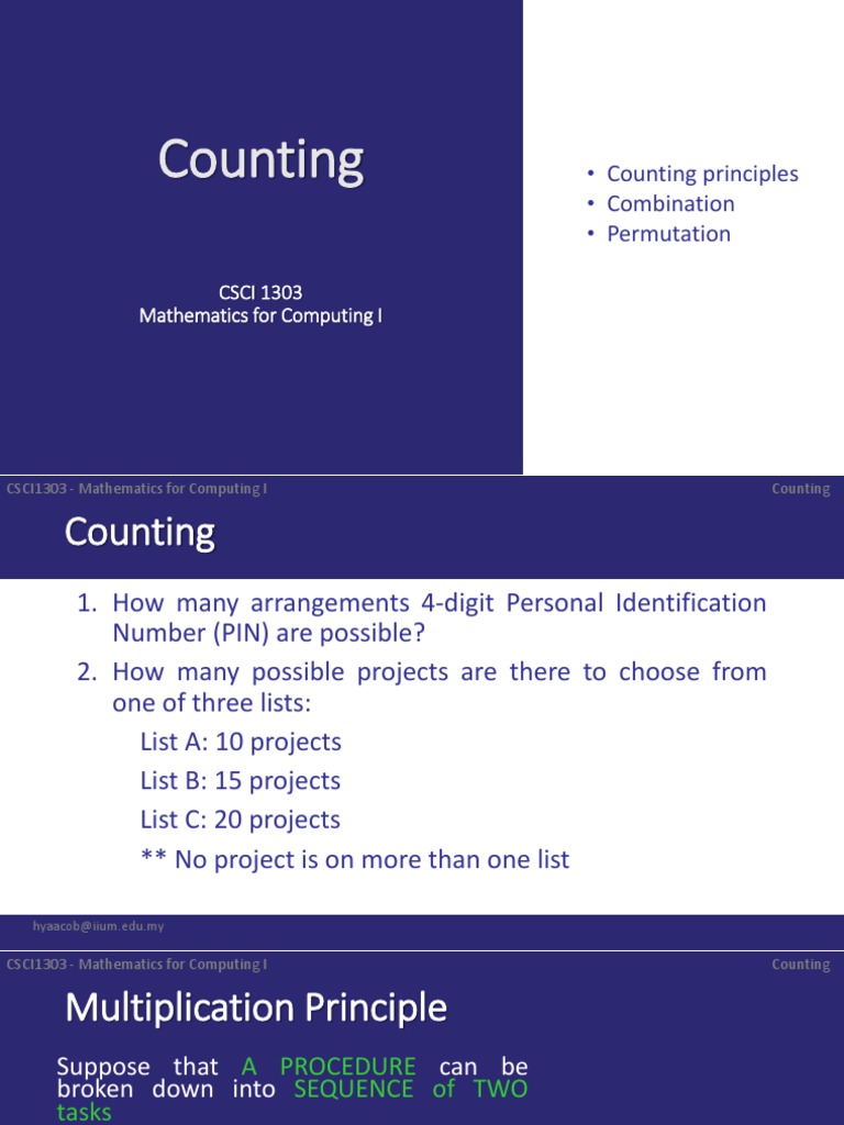 07a - Counting Principles | PDF | Mathematics | Computer Science