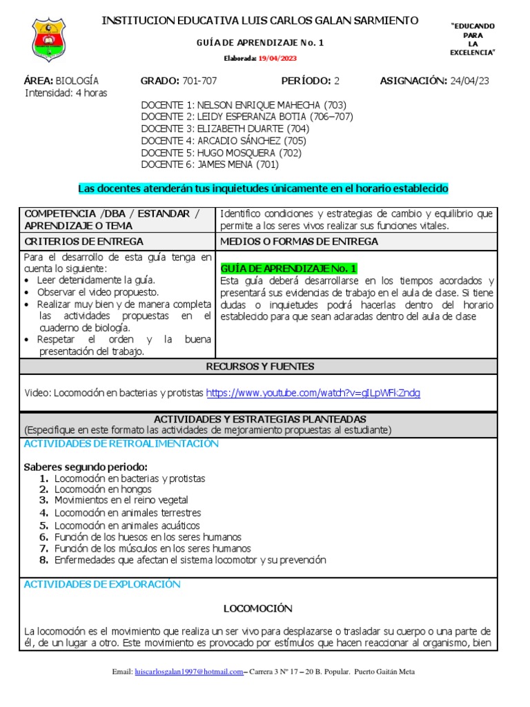 2023 701 Bio Act 1 Locomoción en Bacterias y Protistas | PDF | Las ...