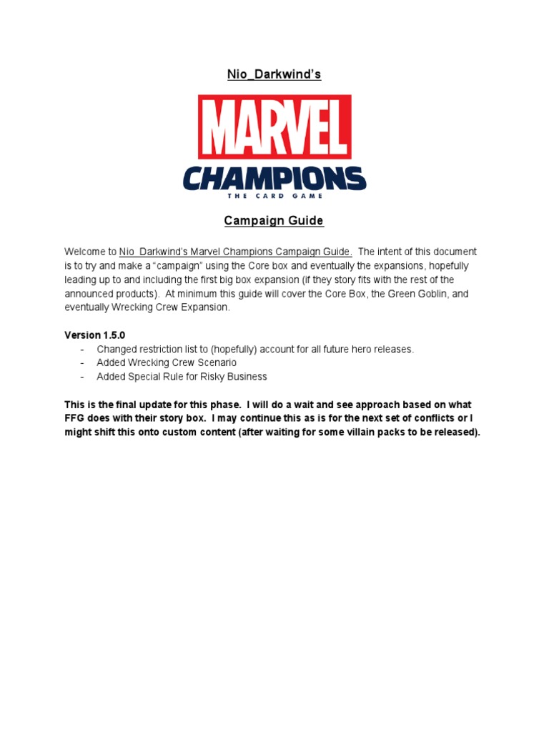 Marvel Champions Campaign 1.5.0 | PDF | Marvel Comics