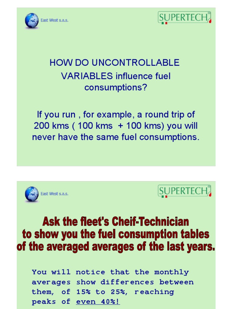 Supertech Fuel Consumption Tables | PDF | Fuel Economy In Automobiles ...