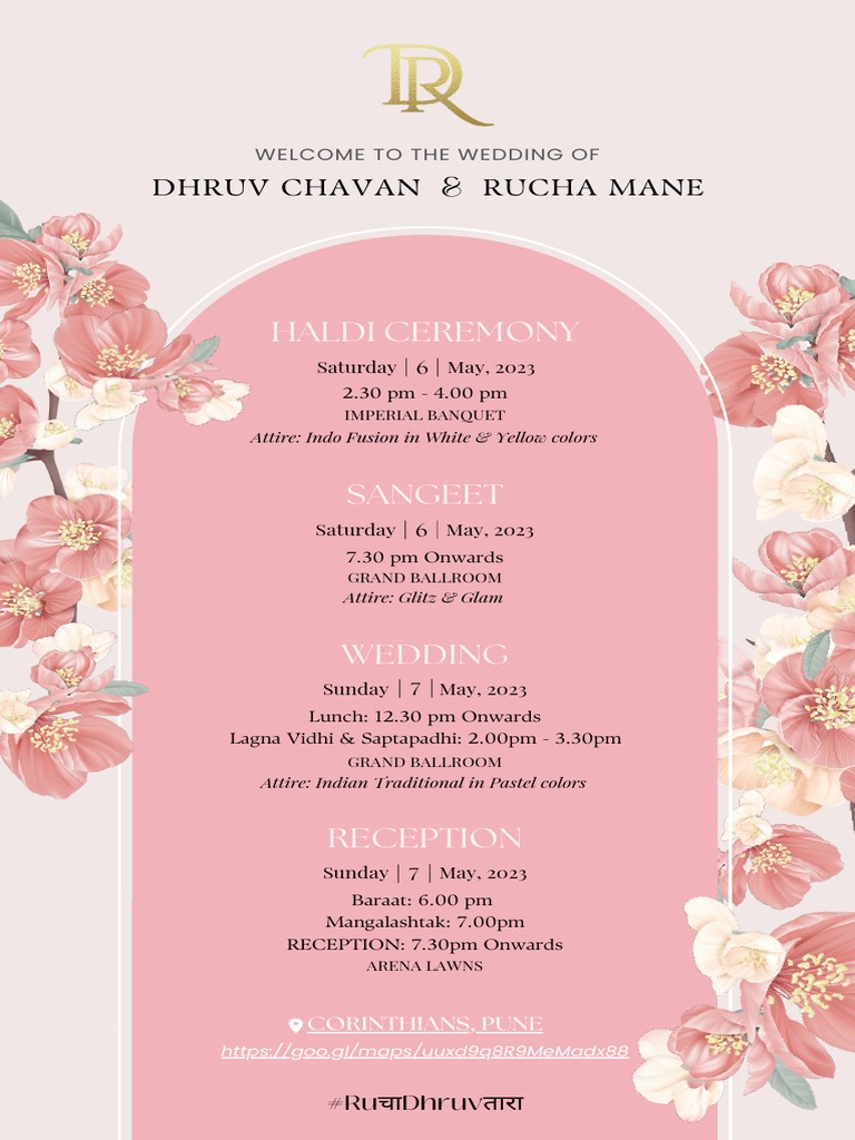 Dhruv+Rucha Wedding Itinerary | PDF