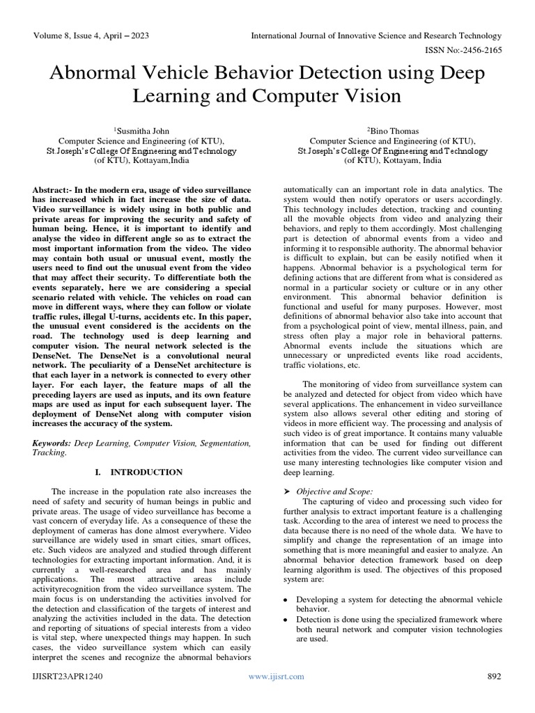 Abnormal Vehicle Behavior Detection Using Deep Learning and Computer ... Abnormal Vehicle Behavior Detection Using Deep Learning and Computer ...