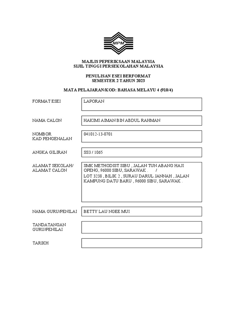 2.7 Borang Yang Digunakan S2 2023 | PDF