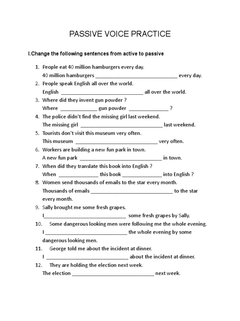 Passive Voice Practice | PDF