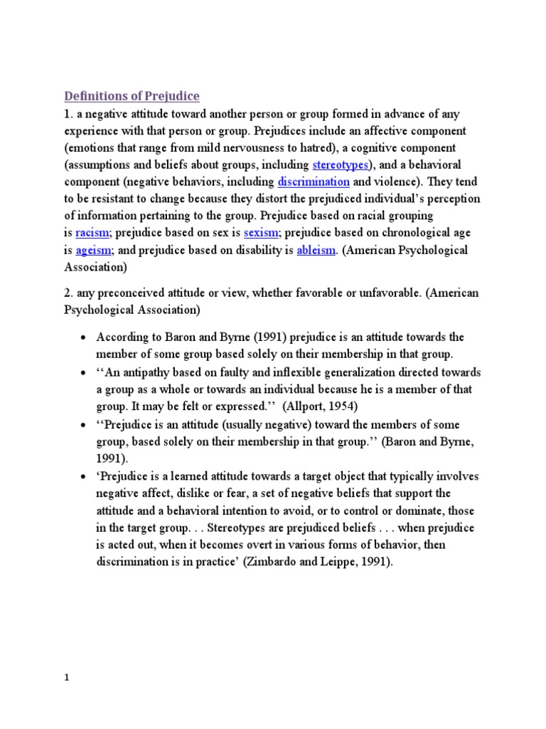 Definition, Relationship Between Prejudice, Stereotype and Discrimination | PDF | Prejudices ...