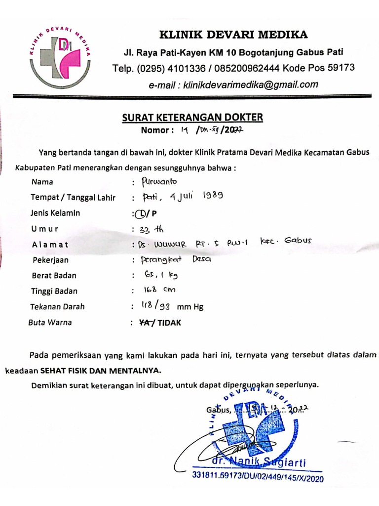 Surat Keterangan Dokter | PDF