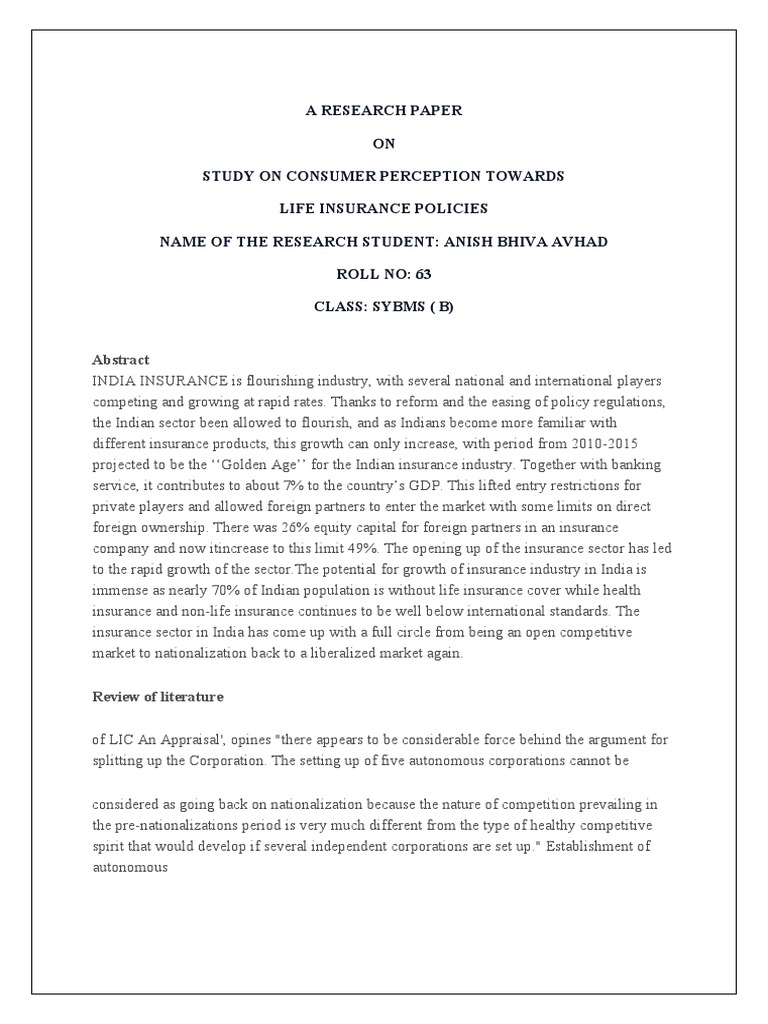 Anish Research Doc..uj | PDF | Insurance | Survey Methodology