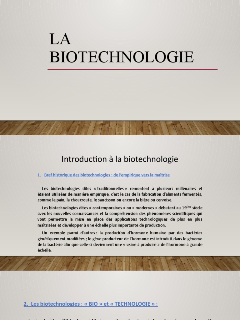 Diaporama Intro A La Biotechnologie | PDF | Cellule (Biologie) | Biotechnologie