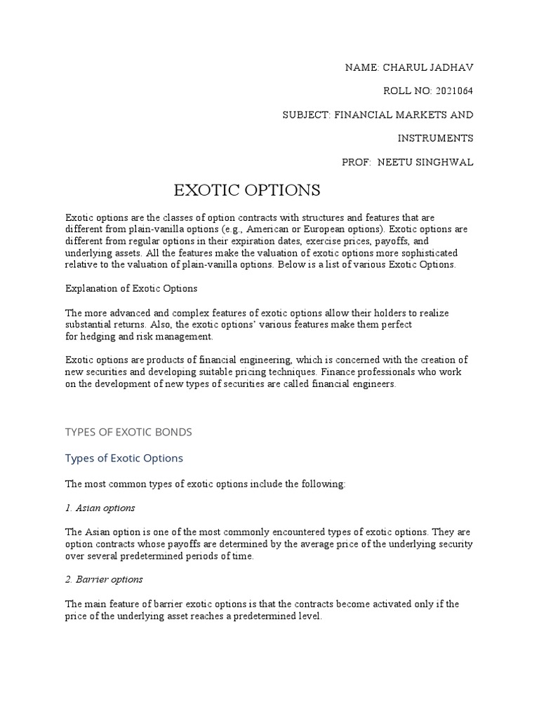Exotic Options | PDF