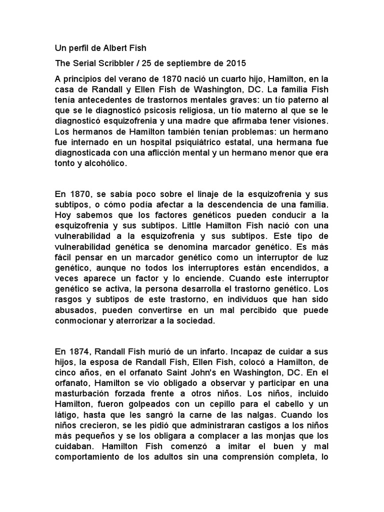Un Perfil de Albert Fish | PDF | Esquizofrenia | Psicopatía