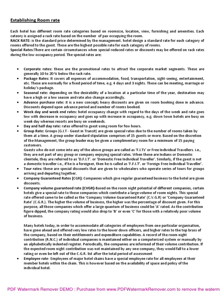 A Comprehensive Guide to Establishing Hotel Room Rates | PDF ...