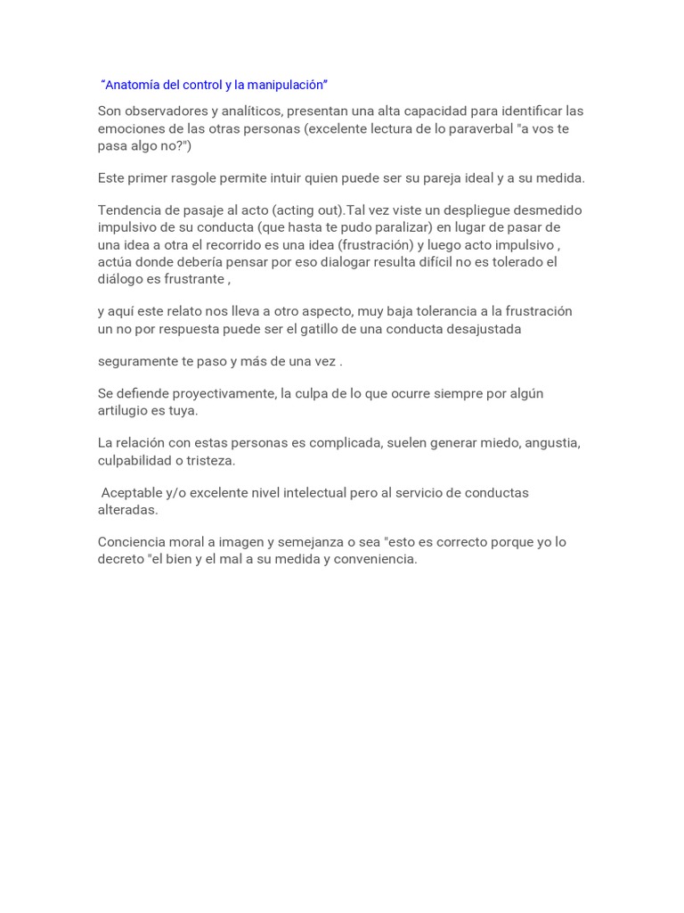 Anatomía Del Control y La Manipulación | PDF