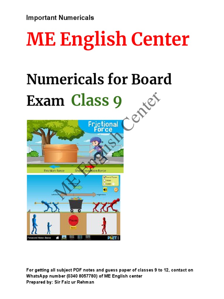 Class 9 Important Numericals for Exams | PDF