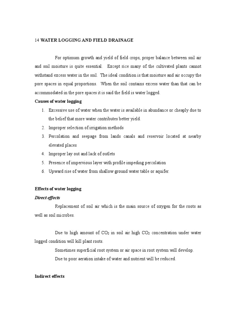 Water Logging and Drainage Solutions | PDF | Soil | Drainage