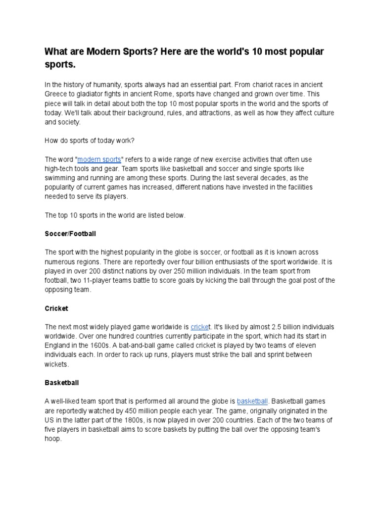 What Are Modern Sports | PDF