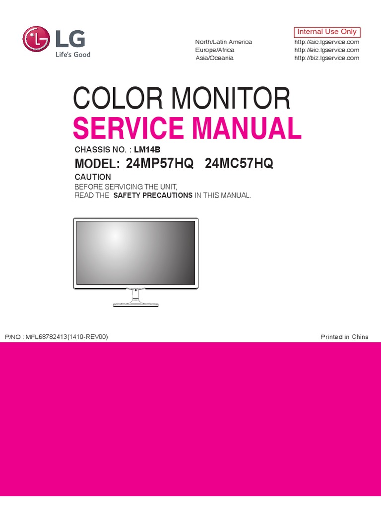 LG 24mp57hq 24mc57hq Chassis lm14b mfl68782413 1410-Rev00 | PDF ...