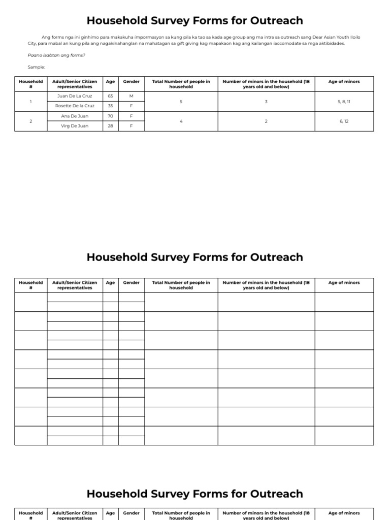 Household Survey Forms | PDF