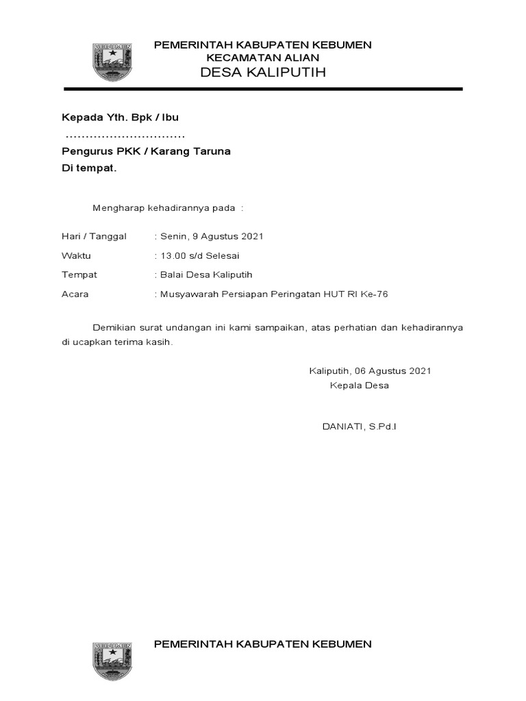 Surat Tugas Hansip | PDF