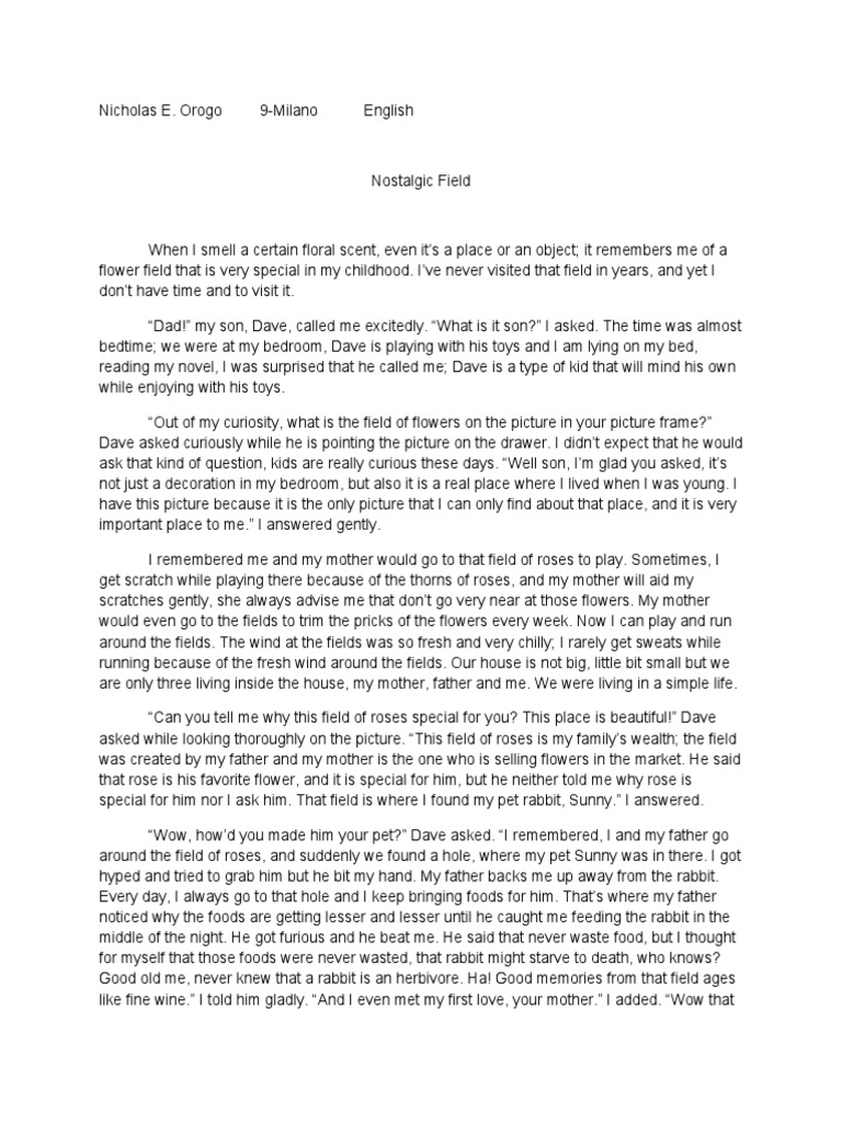 Nostalgic Field (Short Story) | PDF | Home & Garden | Poetry