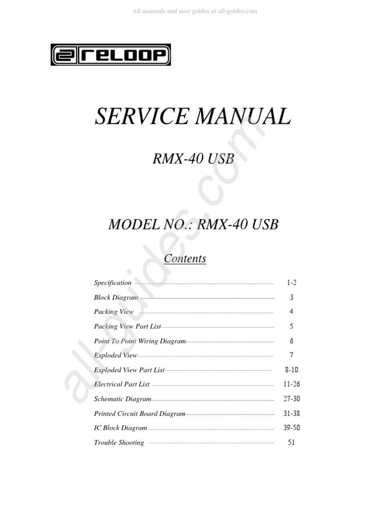 Reloop RMX 40 Usb Service Manual 52 | PDF