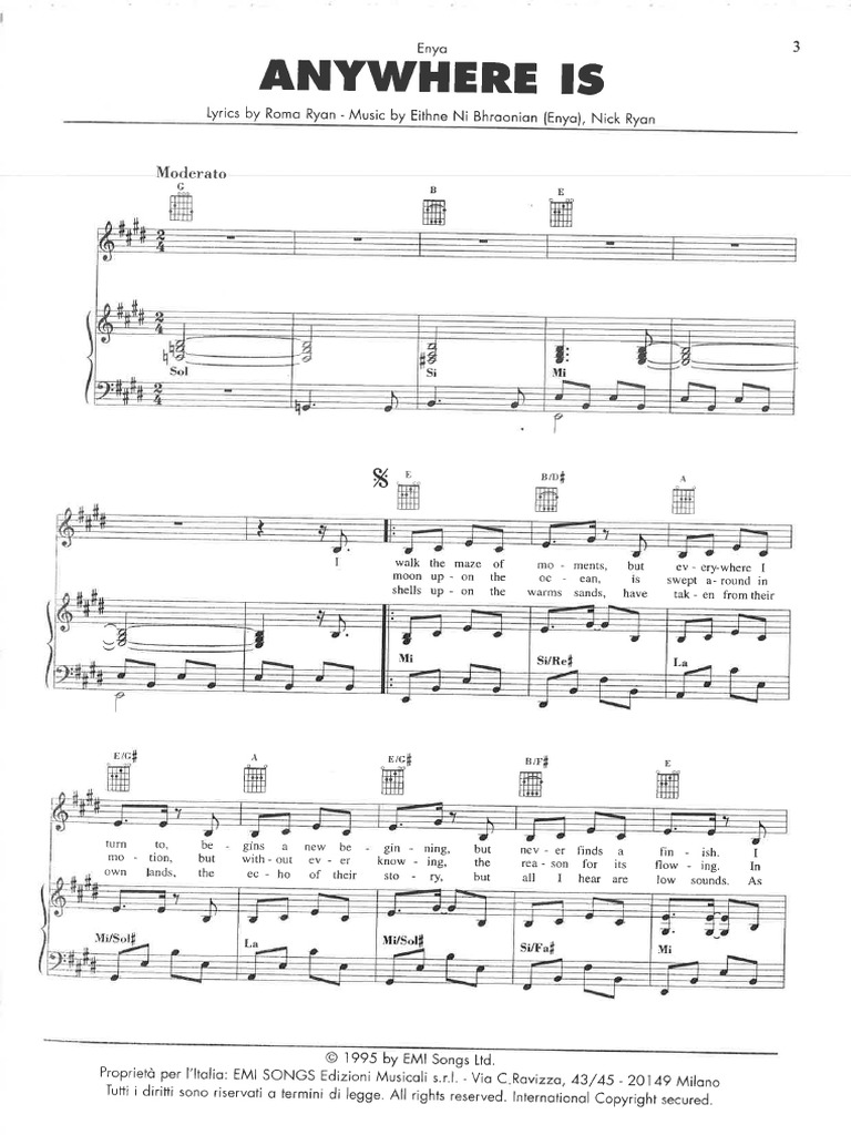 Anywhere Is - ENYA | PDF