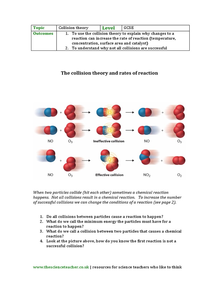 Collision Theory and Rates of Reaction | PDF