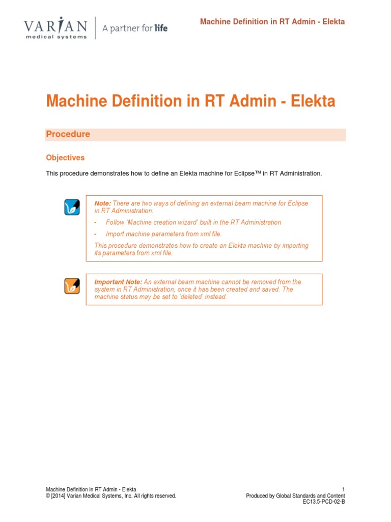 Machine Definition in RT Admin - Elekta | PDF | Radiation Therapy ...