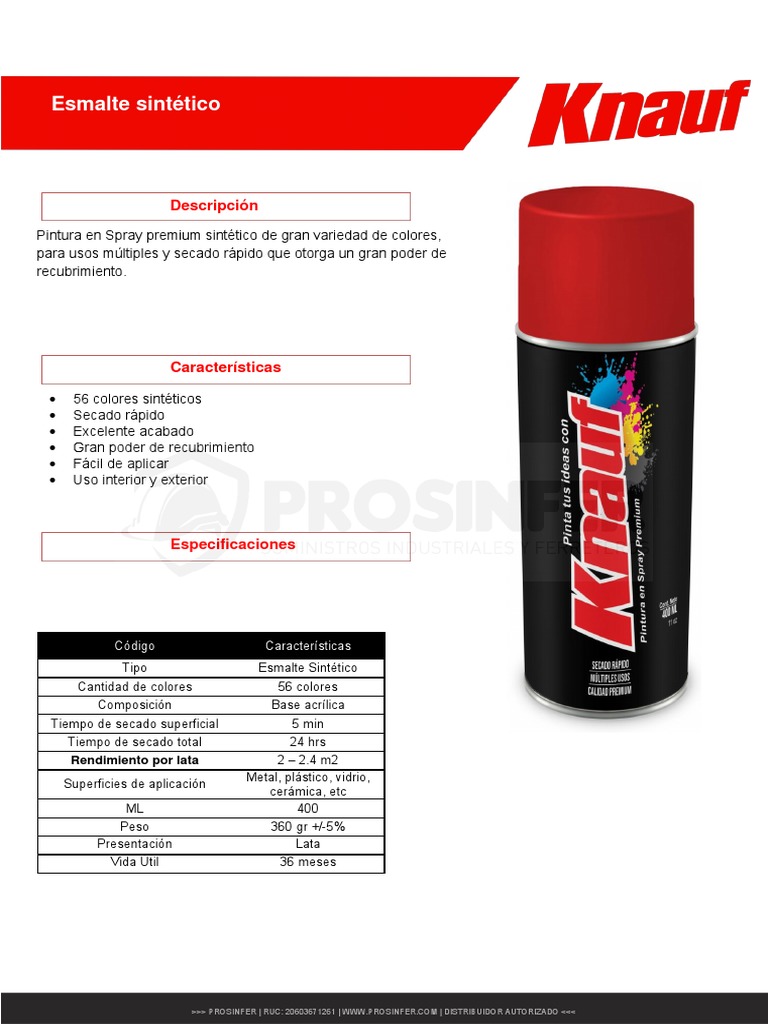 Pintura en Spray Knauf Sintetico Ficha Tecnica | PDF