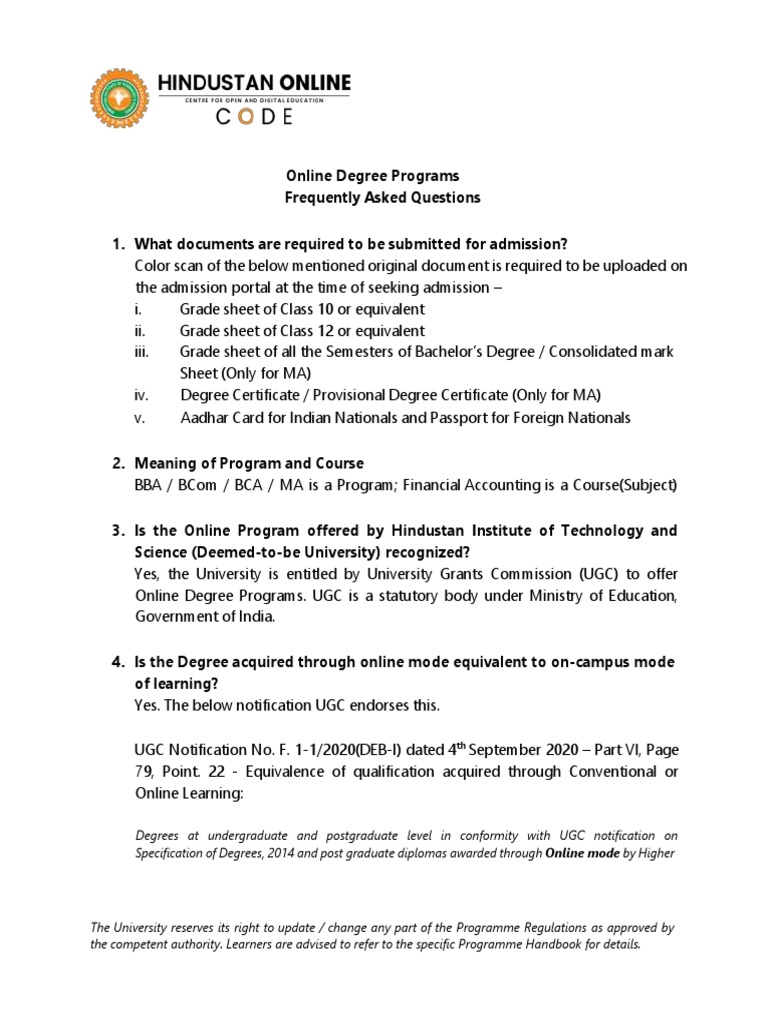 Online FAQ HO July 2022 (MCA) | Download Free PDF | Academic Degree | Postgraduate Education