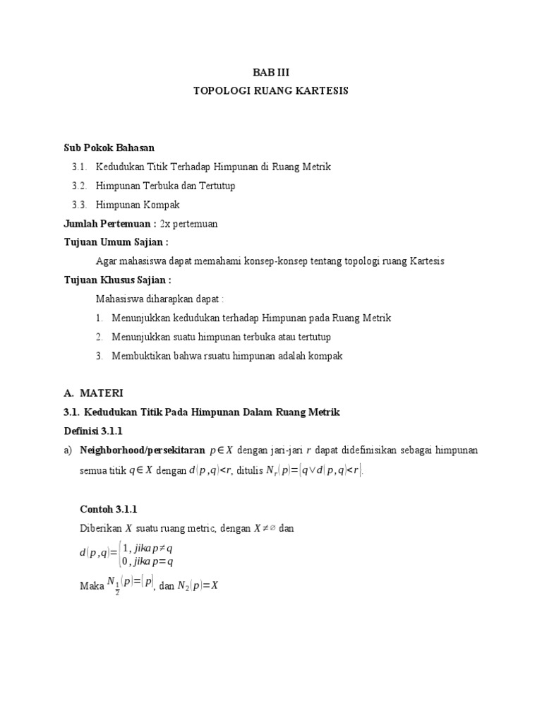 TOPOLOGI RUANG KARTESIS | PDF