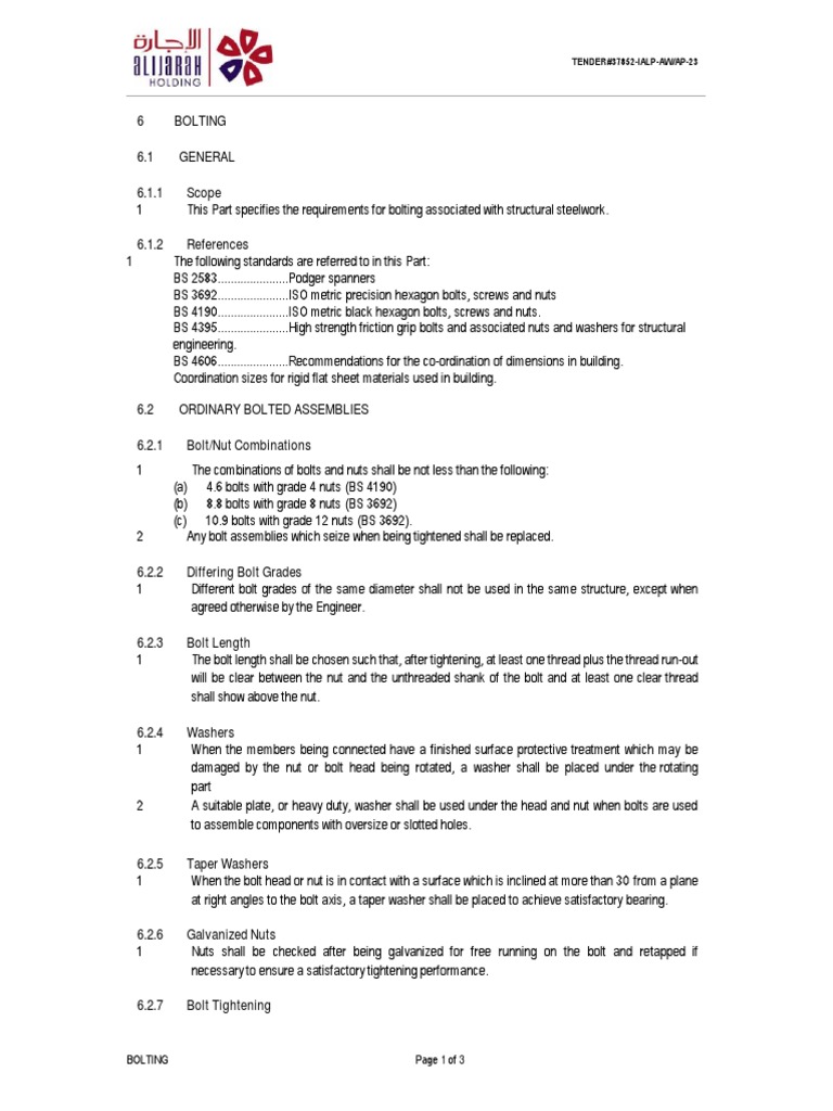Section 16-Part 6-Bolting | PDF | Screw | Nut (Hardware)