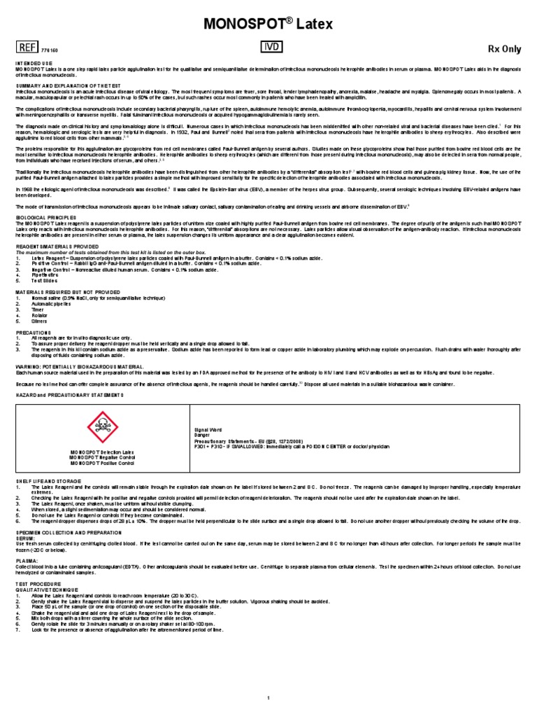 Monospot Latex | PDF | Serology | Antibody
