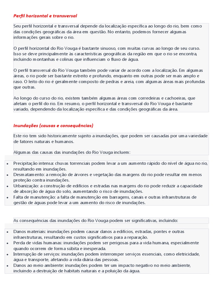 Perfil Horizontal e Transversal | PDF | Água | Enchente