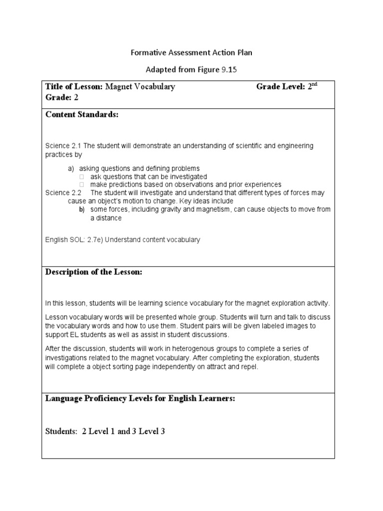 Modified Lesson Plan-E-Portfolio - Turman | PDF | Vocabulary | Science