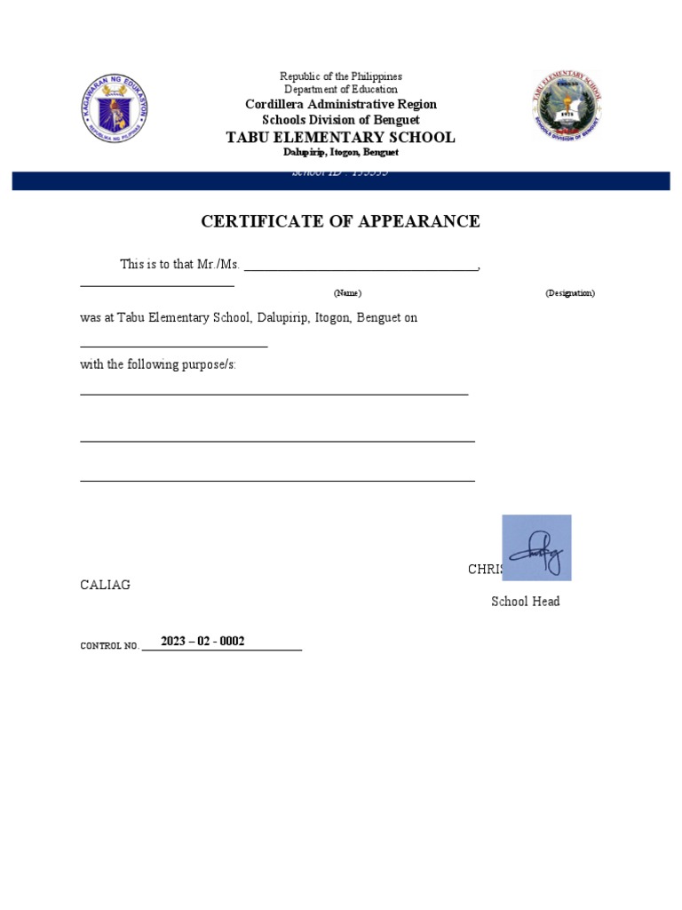 CERTIFICATE OF APPEARANCE New | PDF