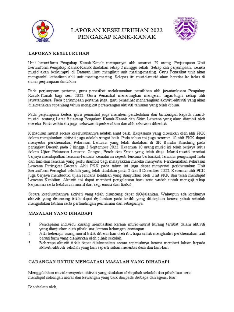 Laporan Keseluruhan PKK 2022 | PDF