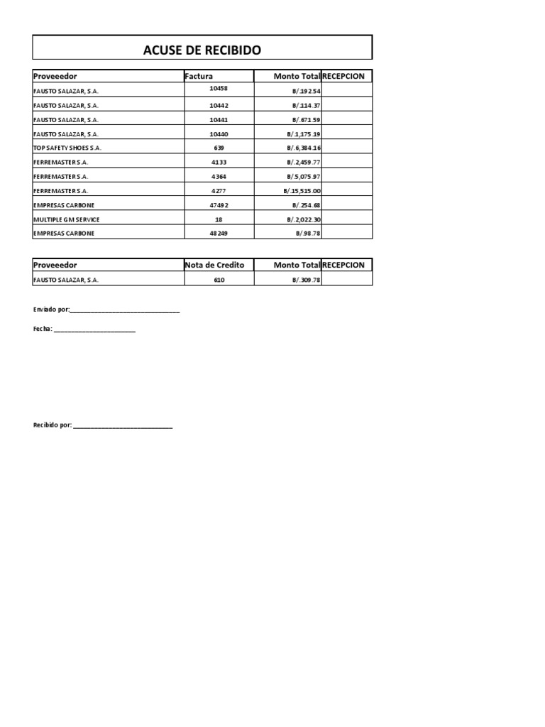 Acuse de Recibido Formato | PDF Acuse de Recibido Formato | PDF