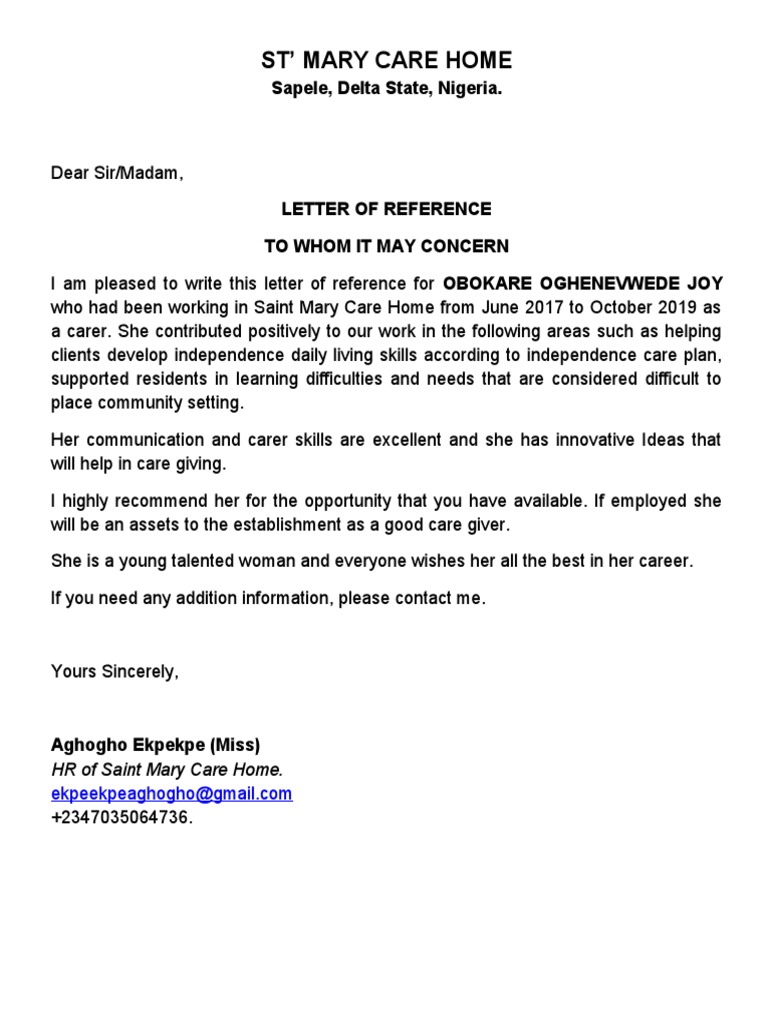Reference Letter | PDF