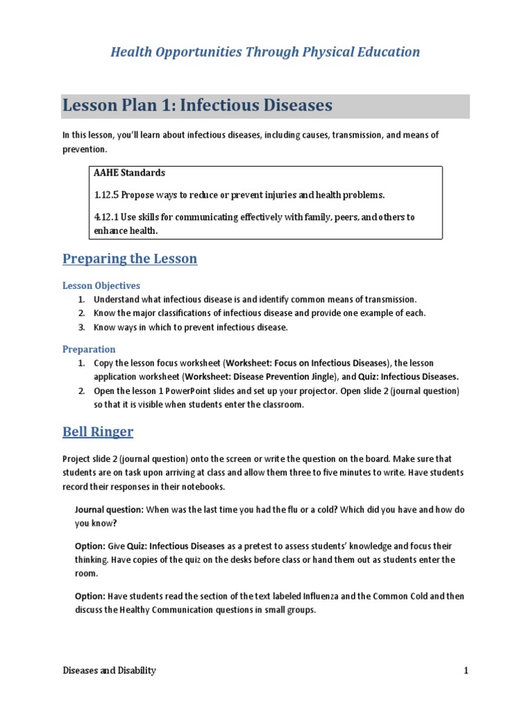 Infectious Disease Worksheet