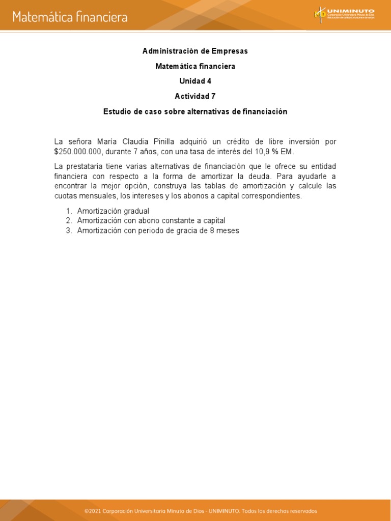 Uni4 Act6 Est Cas Sob Alt Fin | Descargar gratis PDF | Interés | Crédito